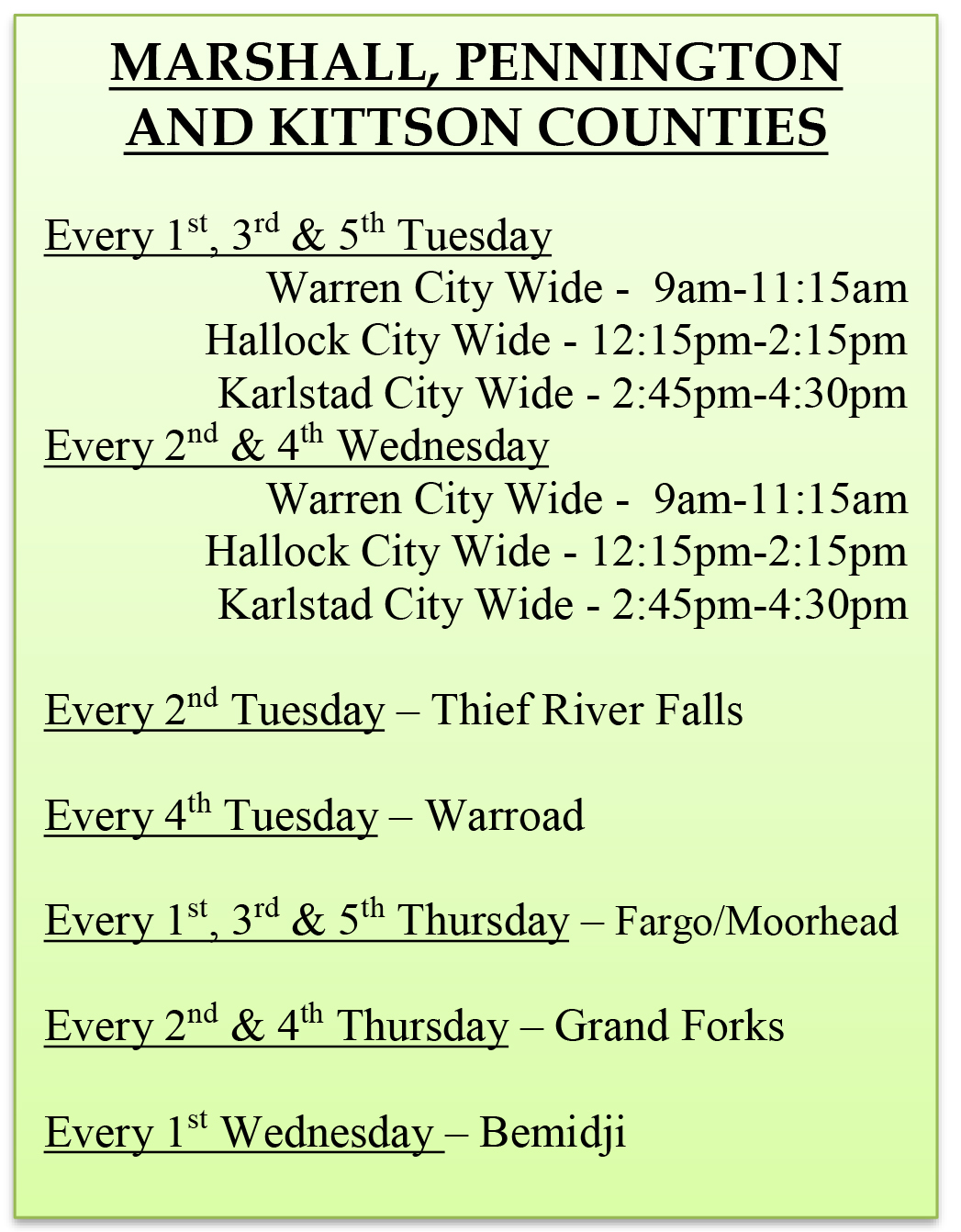 Tri-Valley Opportunity Council, Inc. | T.H.E. Bus Schedules